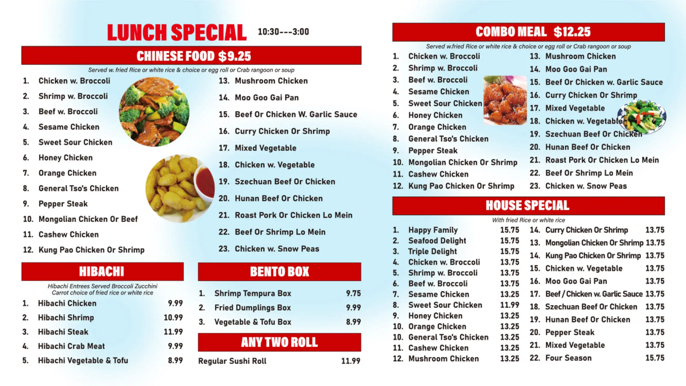 Menu - Fuji Hibachi & Sushi